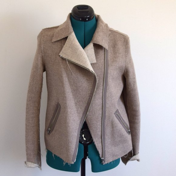 Jackets & Coats | 10 Wool Brown Raw Minimalist Fallwinter Moto Jacket ...